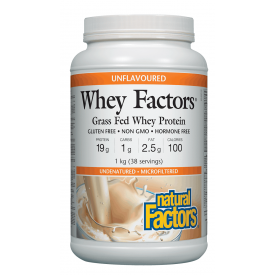 Natural Factors Whey Factors® Grass Fed Whey Protein Unflavoured 1kg ...