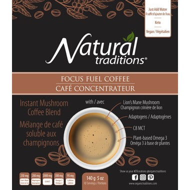 Natural Traditions Focus Fuel Coffee Instant Mushroom Coffee Blend ...